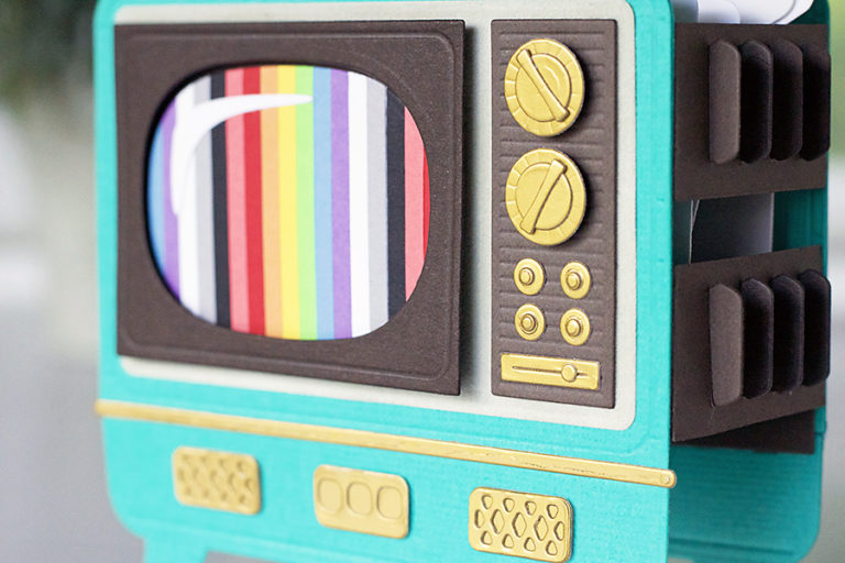 A Retro Television Card: Three Dimensional Perfection • TealKat Design